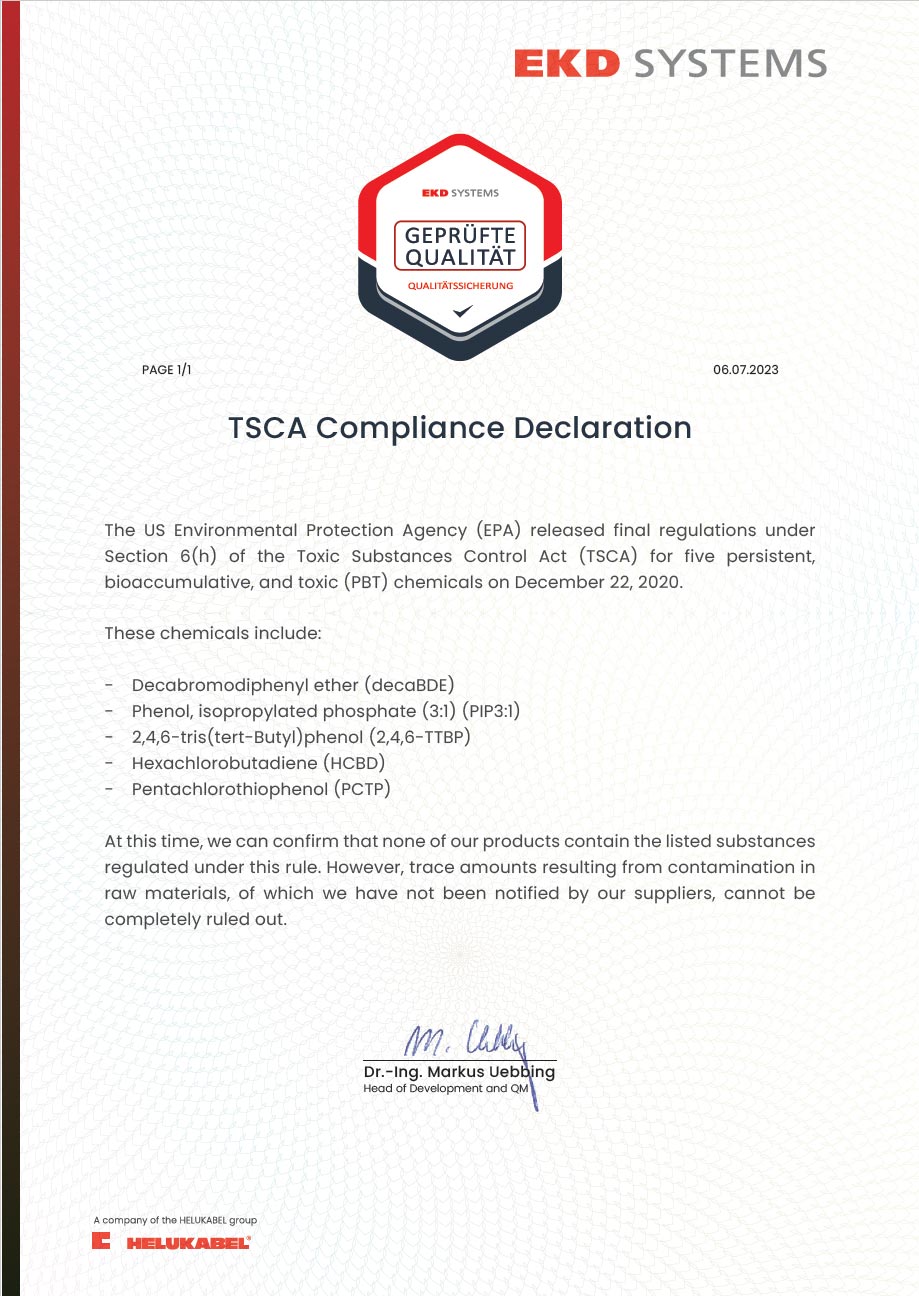 Certificates / Manufacturer Declarations | HELUKABEL